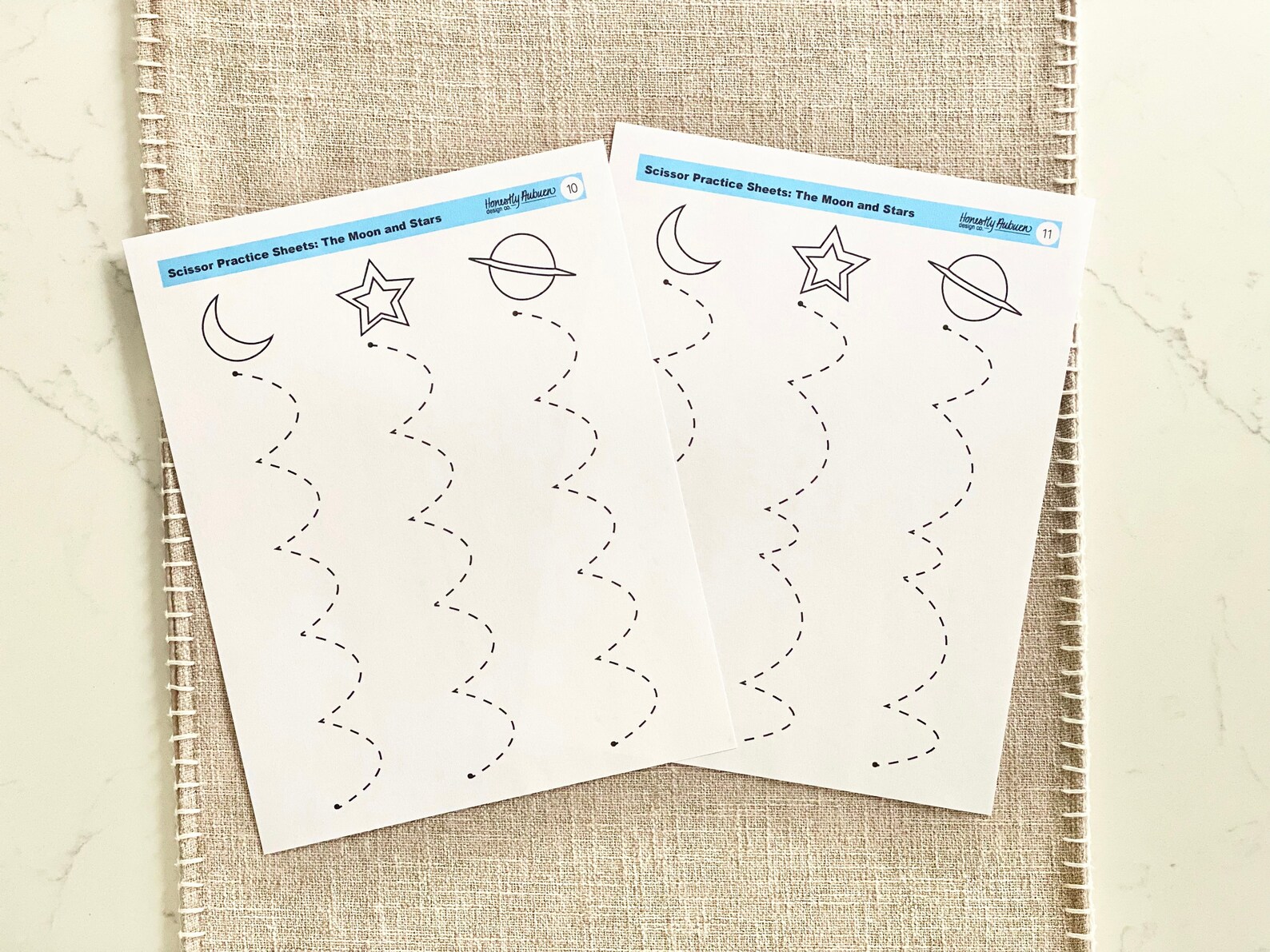 Scissor Practice Sheets MOON AND STARS - Etsy