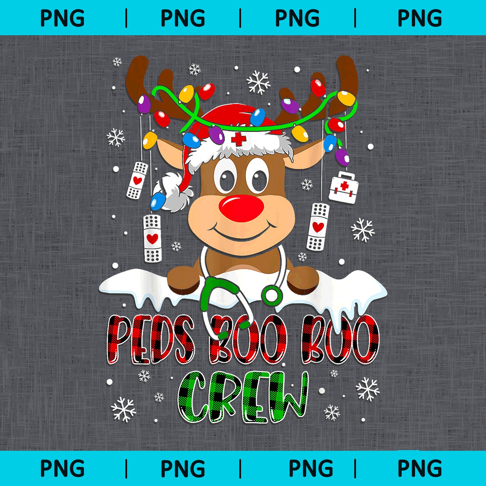 Peds Nurse Boo Crew Reindeer Png, Medical Boo Boo Crew Buffalo Plaid ...