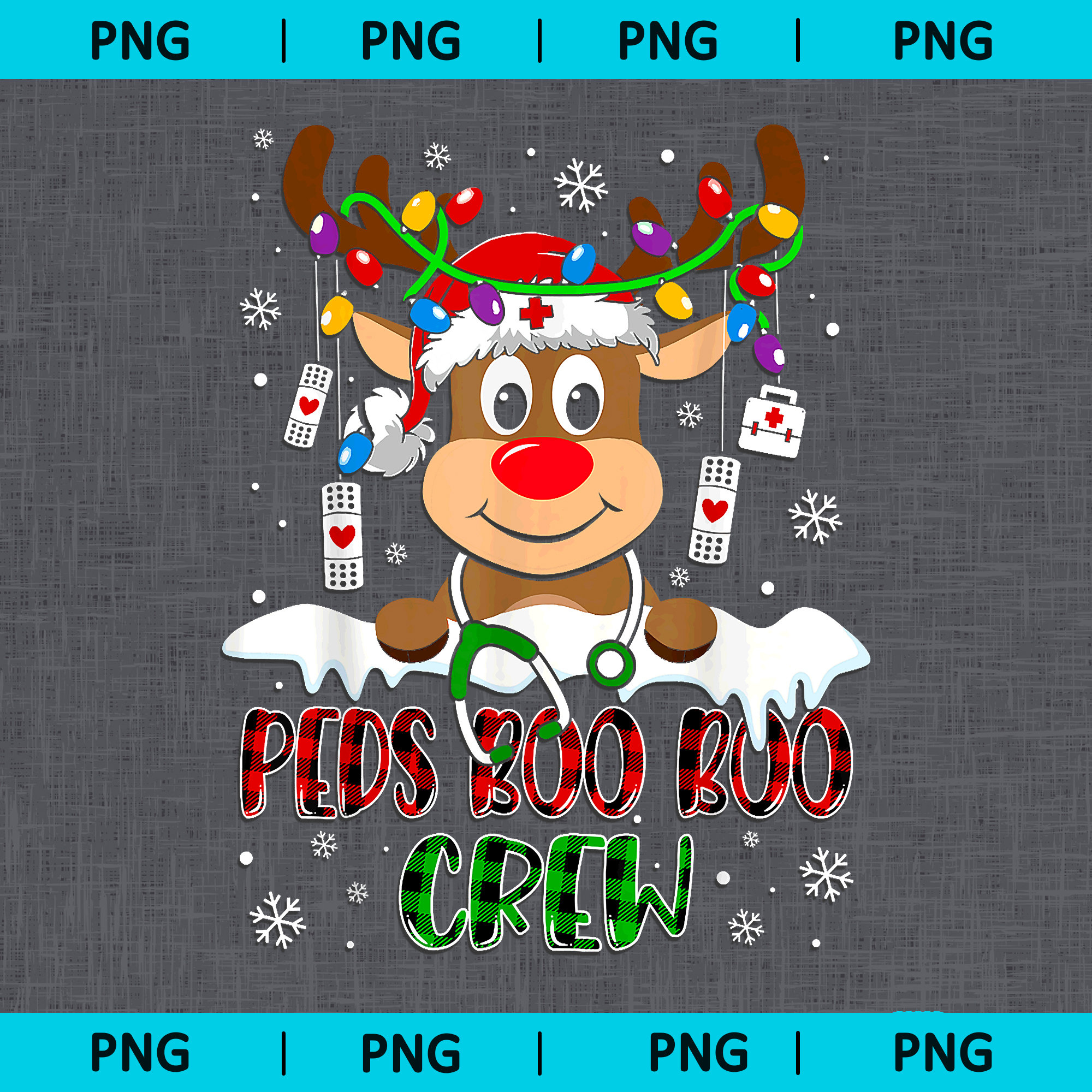 Peds Nurse Boo Crew Reindeer Png, Medical Boo Boo Crew Buffalo Plaid ...