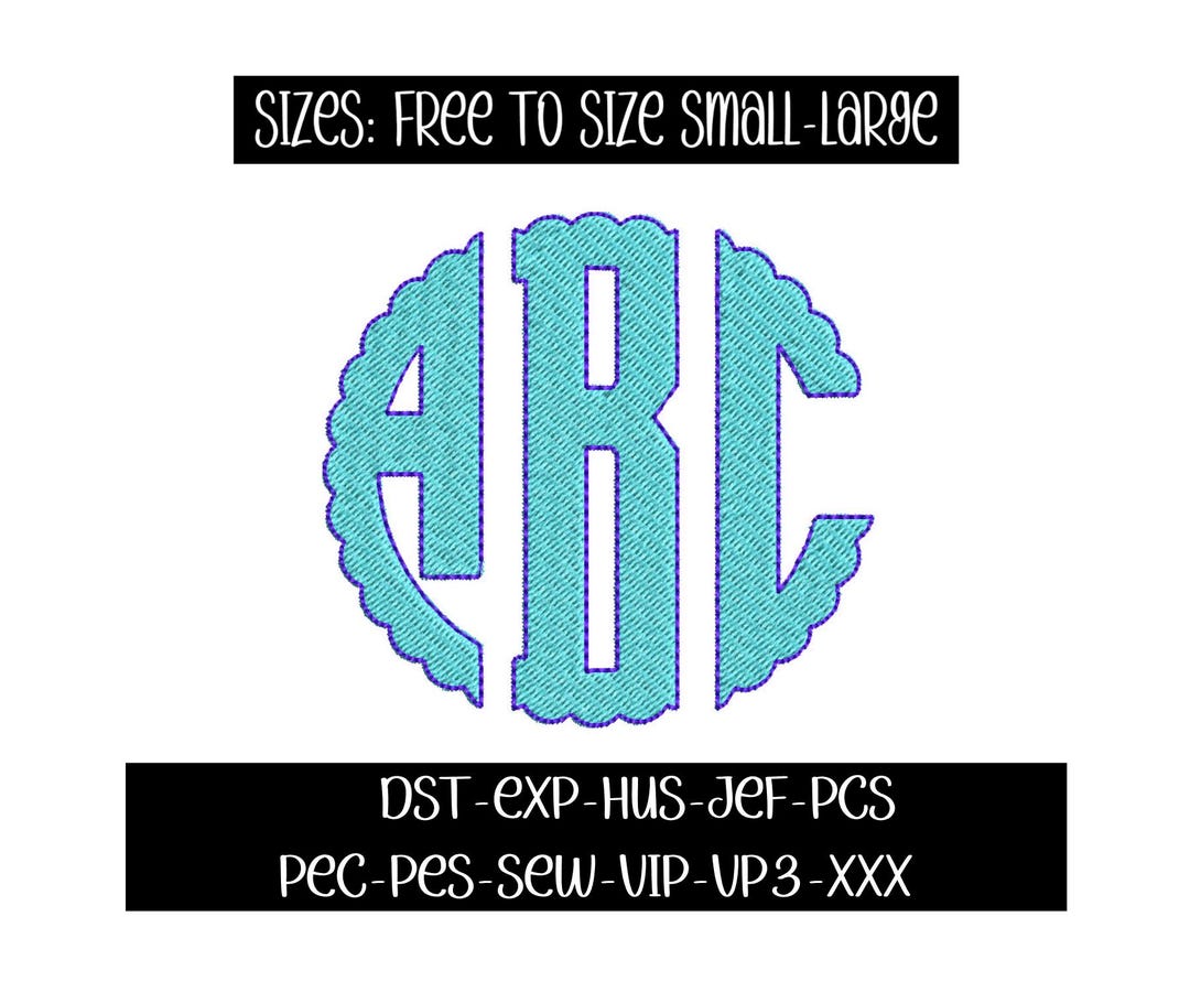 Embroidery Monogram Design Bundle Font, Machine Embroidery, Scallop ...