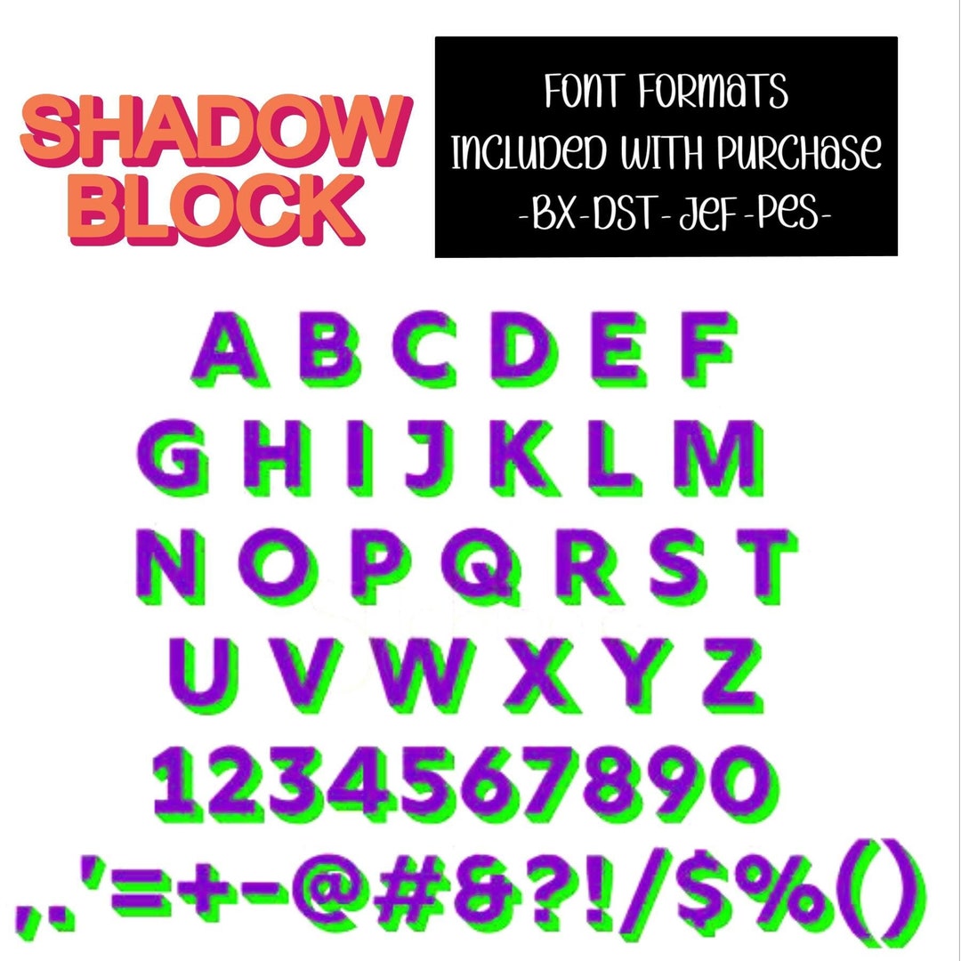 Embroidery Shadow Block Monogram Design , Bx Font, Machine Embroidery, Shadow Block Bx Font ...