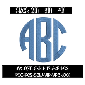 Circle Monogram Embroidery Font: Multi-sized (digital Download) - Etsy