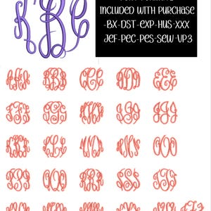 Master Circle Embroidery Monogram Font Bundle (digital Download) - Etsy