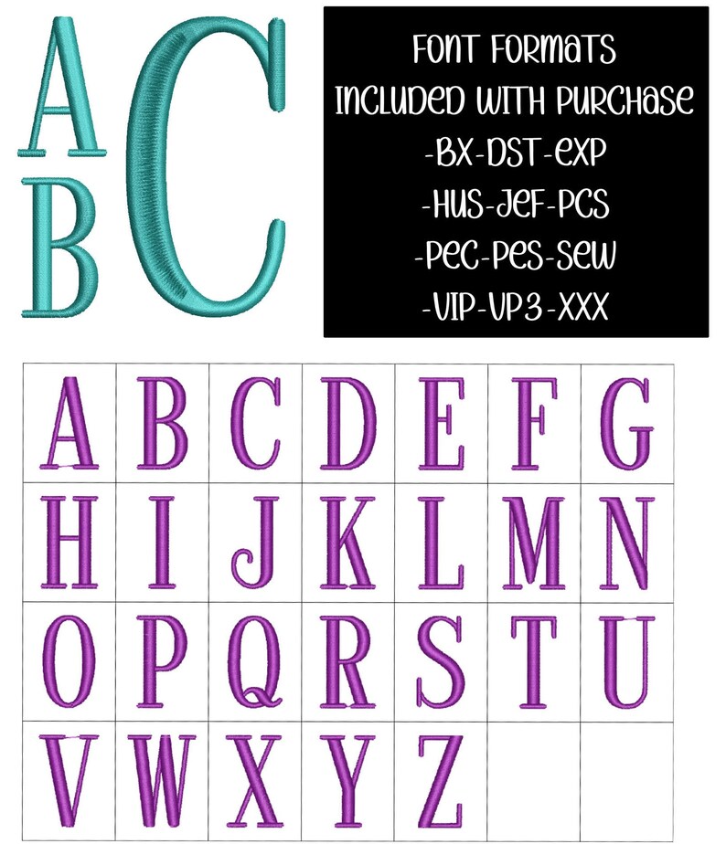 Stacked Monogram Embroidery Font Bundle: Multi-sized (digital Download ...