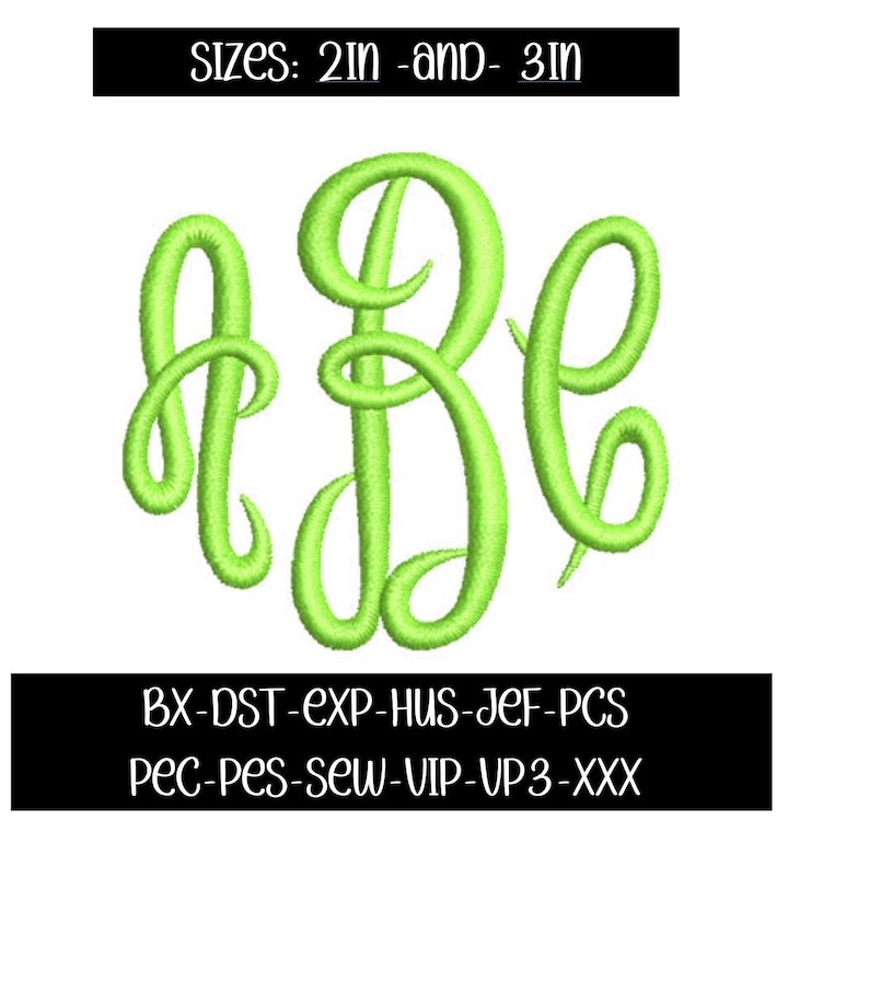 Classic Embroidery Monogram Font: Multi-sized BX PES JEF (digital ...