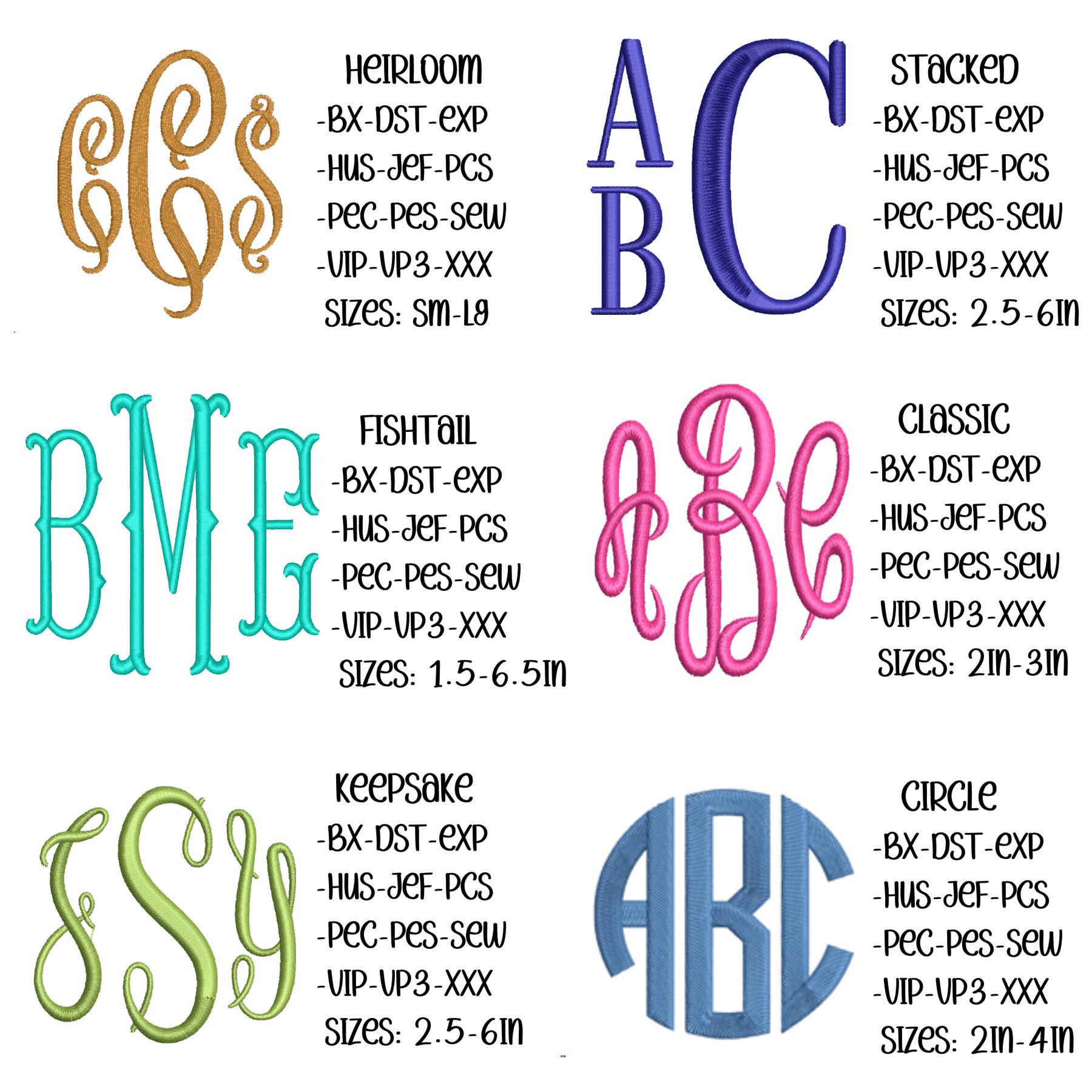 Embroidery Monogram Font Bundle: BX, PES, JEF Formats (digital Download ...