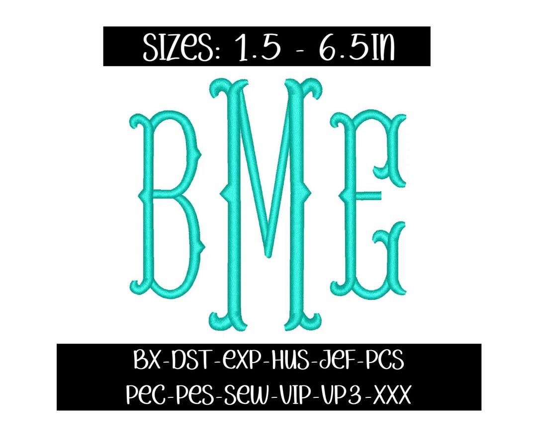 Fishtail Embroidery Monogram Font: Multi-sized BX PES JEF (digital ...