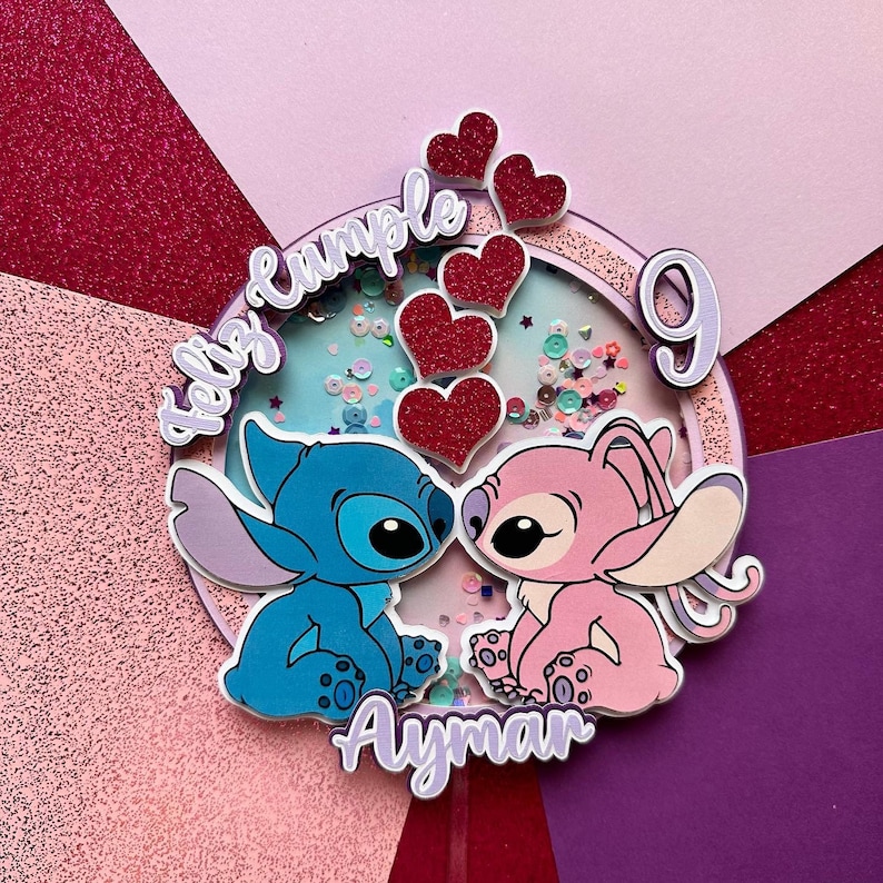 Stitch and Angel Cake Topper 3D Cake Topper Party Decor Disney Party ...