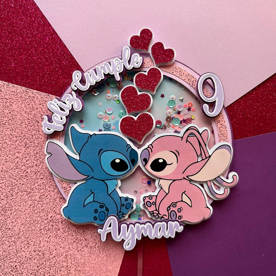 Stitch and Angel Cake Topper 3D Cake Topper Party Decor Disney Party ...