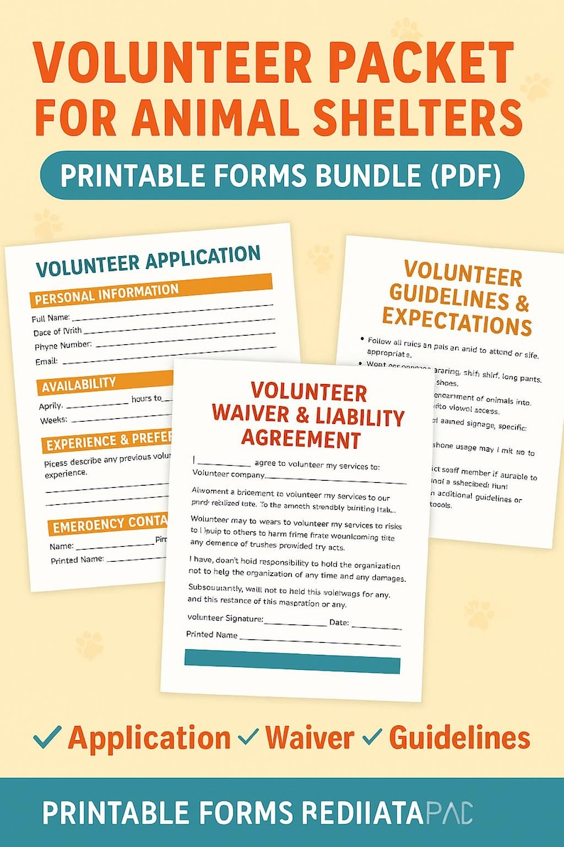 Volunteer Management Forms | Animal Shelter Volunteer Application ...