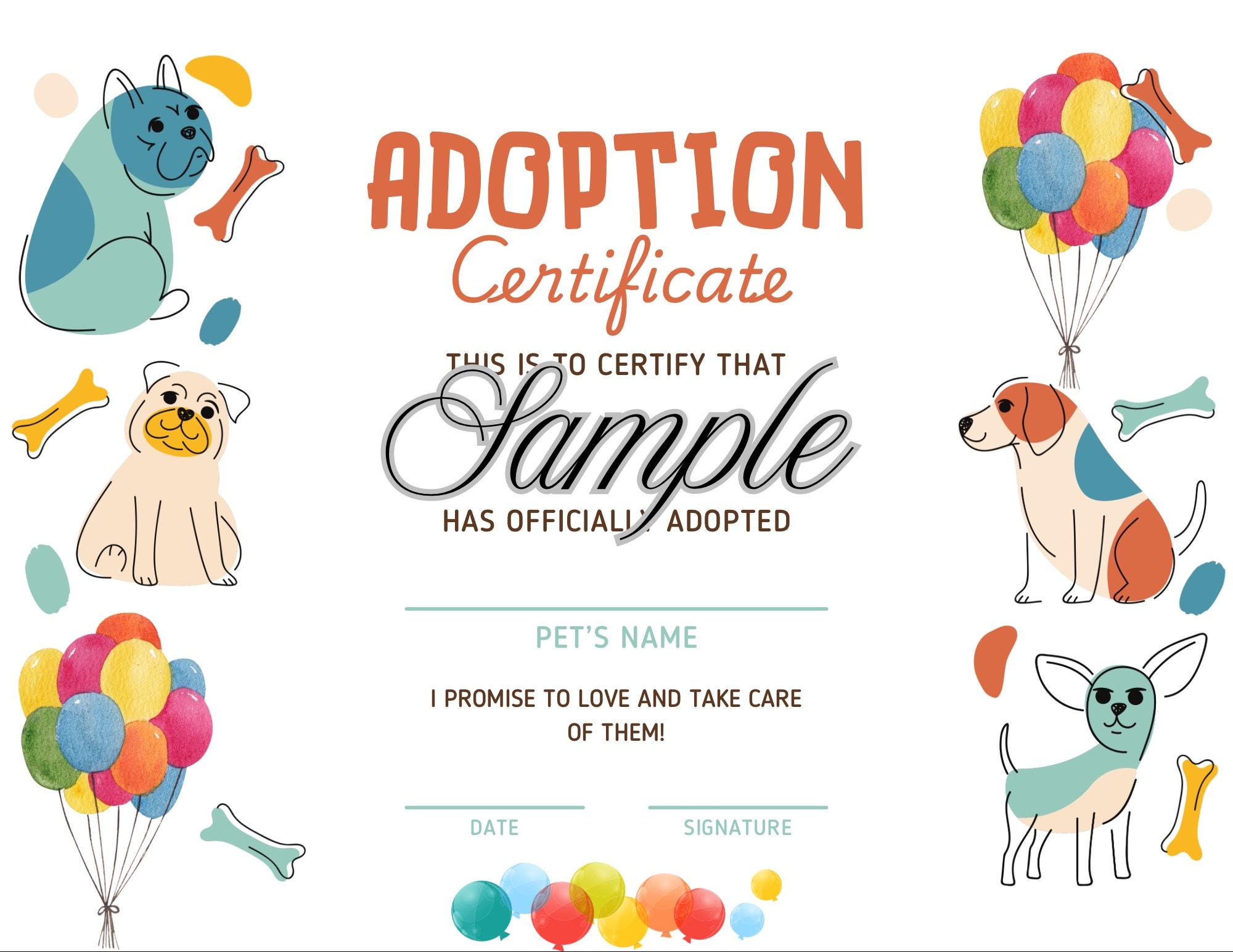 Printable Gotcha Day Certificate | Colorful Pet Adoption Certificate ...
