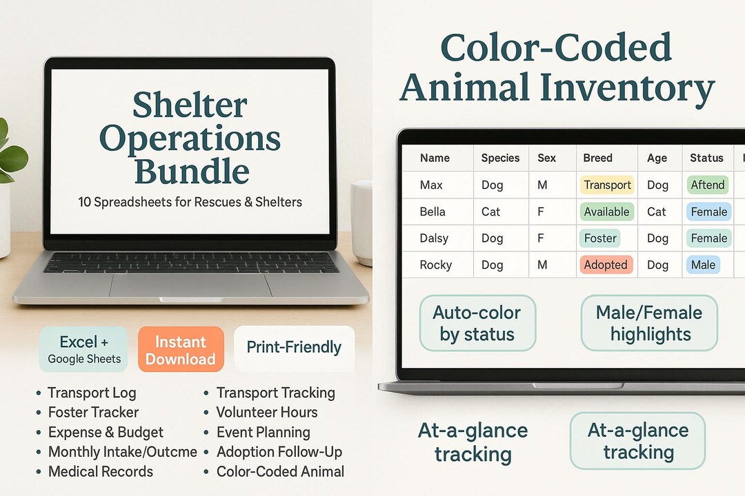 Animal Shelter Operations Spreadsheet Bundle (10 Templates) | Excel ...