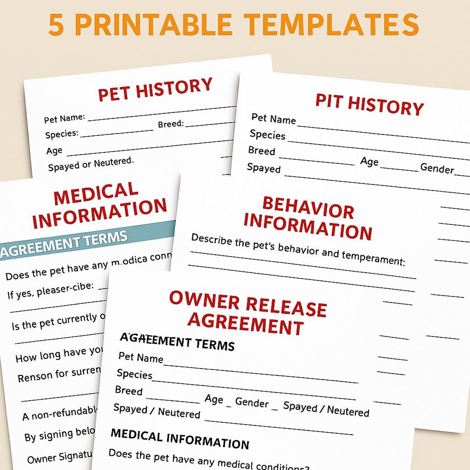 Printable Pet Owner Surrender Packet | Animal Shelter Intake Forms ...