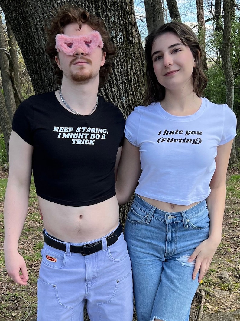 Keep Staring I Might Do A Trick Crop Top | Funny Crop | Y2K Crop Top ...