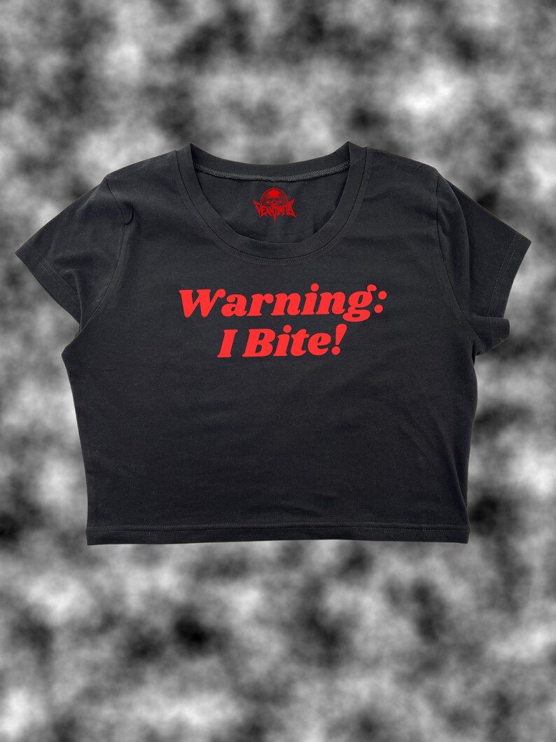 Warning: I Bite Crop Top Cute Crop Top Gift for Her Y2K Tee Y2K Crop ...