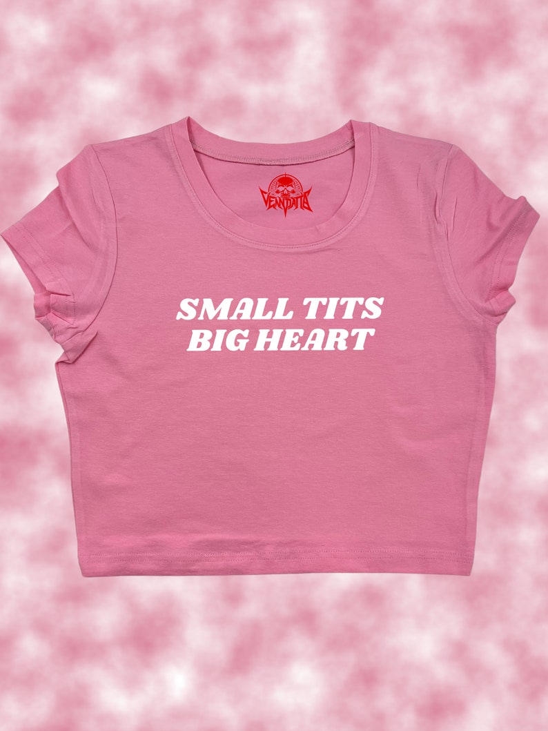 Small Tits Big Heart Crop Top Funny Crop Y2K Crop Top Baby Tee Cute ...