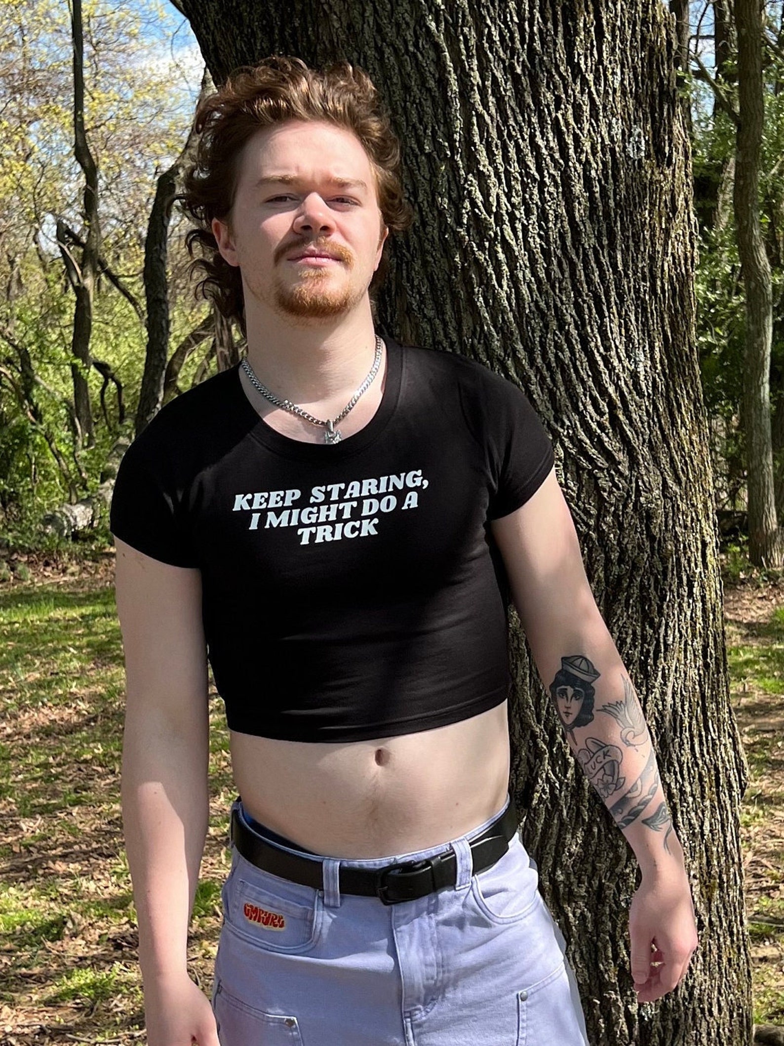 Keep Staring I Might Do A Trick Crop Top | Funny Crop | Y2K Crop Top ...