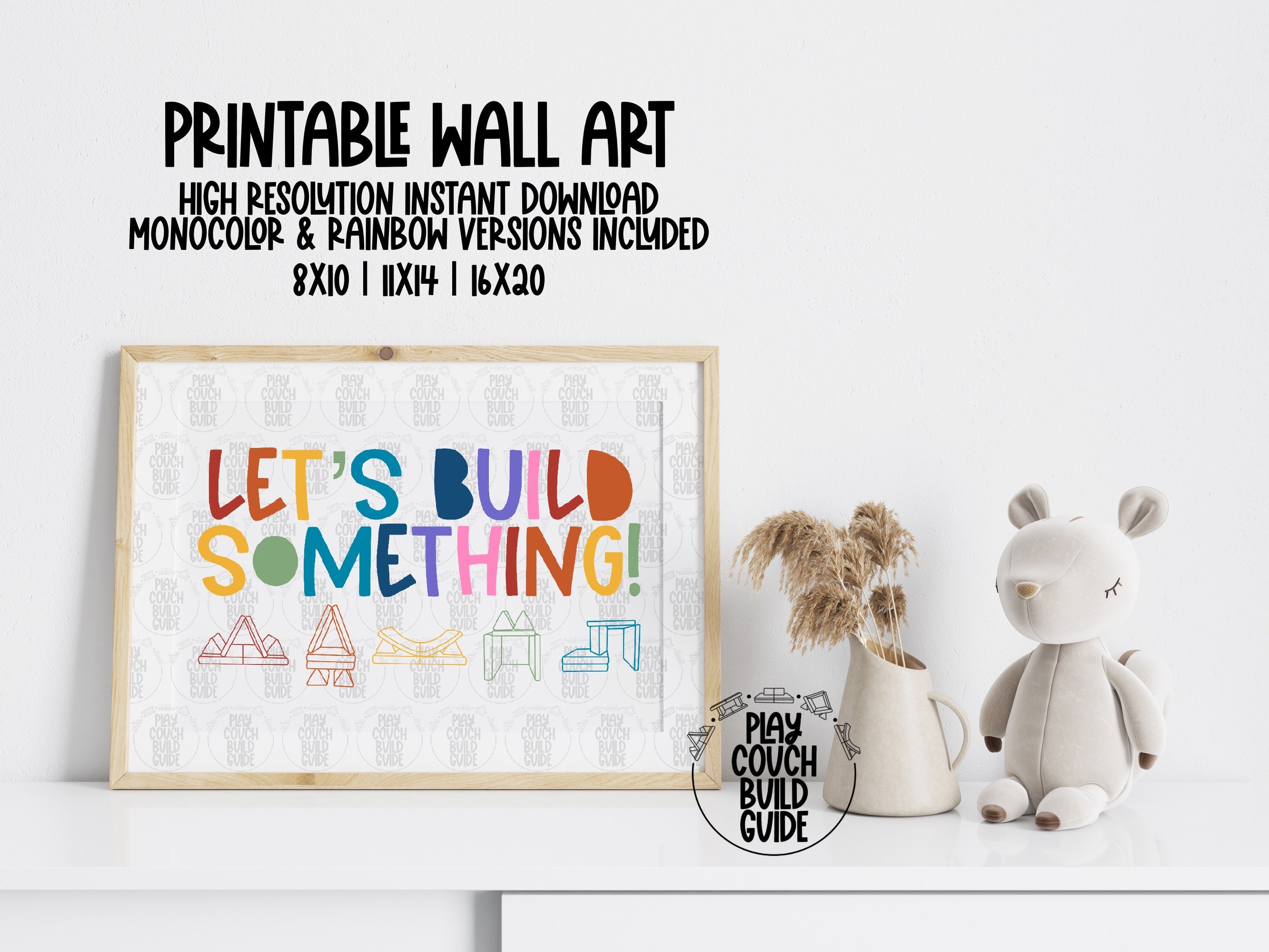 Let's Build Something Printable Poster Playroom Decor, Digital Download ...