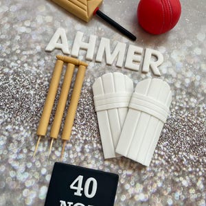 Cricket Cake Topper Edible Fondant Decoration Sports Bat Ball Wickets ...