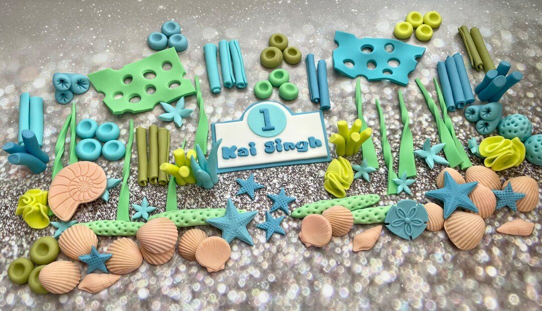 Under the Sea Cake Topper, Fondant Icing Decoration, First Birthday ...
