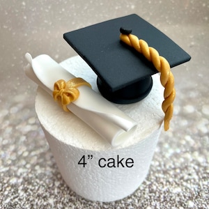 Graduation Cap Scroll Diploma Fondant Cake Topper, University Uni ...