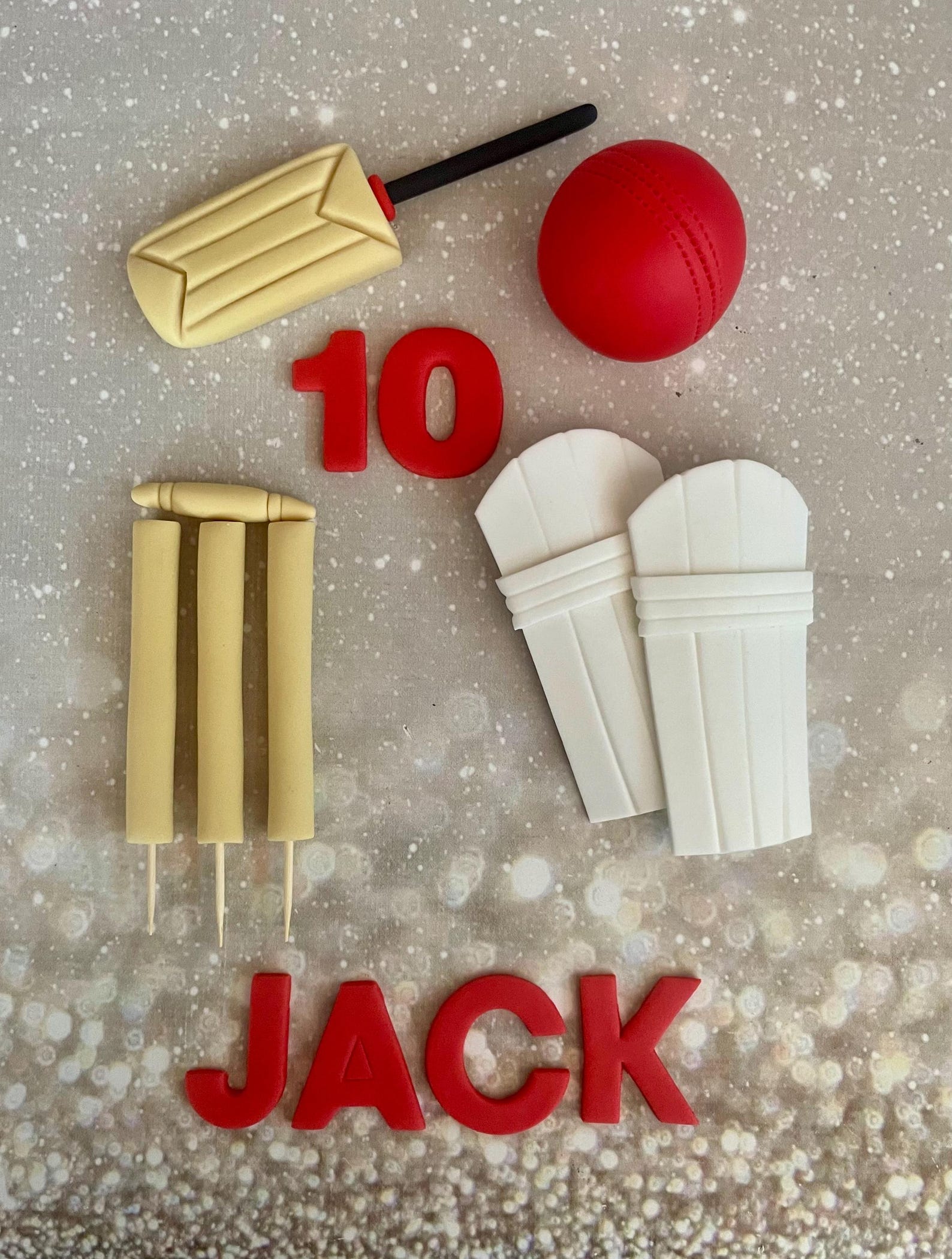 Cricket Cake Topper Edible Fondant Decoration Sports Bat Ball Wickets ...