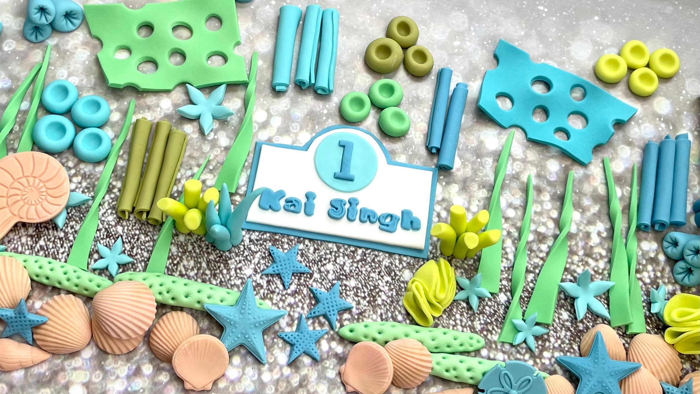 Under the Sea Cake Topper, Fondant Icing Decoration, First Birthday ...