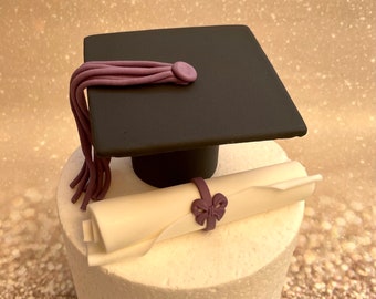 Graduation Cap Scroll Diploma Fondant Cake Topper, University Uni ...