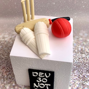 Cricket Cake Topper Edible Fondant Decoration Sports Bat Ball Wickets ...