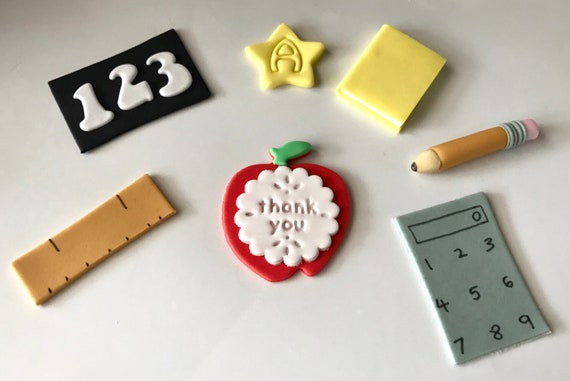 School Teacher Fondant Cake Topper Cupcake Toppers Leavers | Etsy