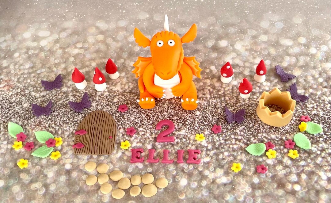 Zog Dragon Cake Topper Edible Fondant Birthday Party Princess Castle ...