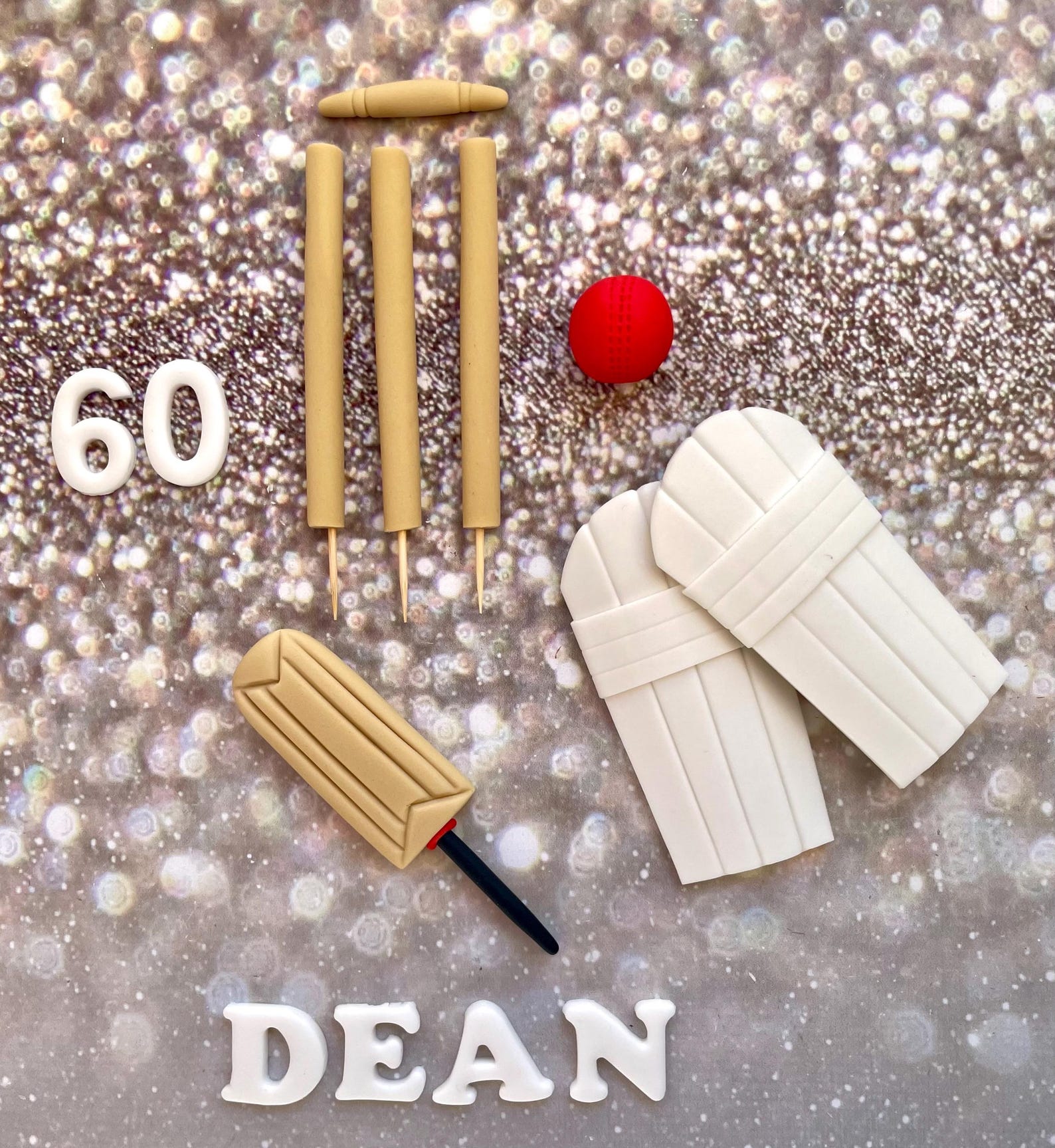 Cricket Cake Topper Edible Fondant Decoration Sports Bat Ball Wickets ...