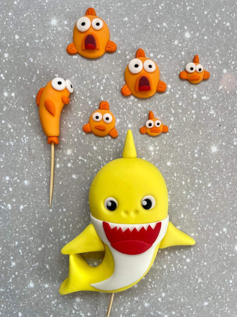 Baby Shark Cake Topper Under the Sea Fondant, First Birthday Cake ...