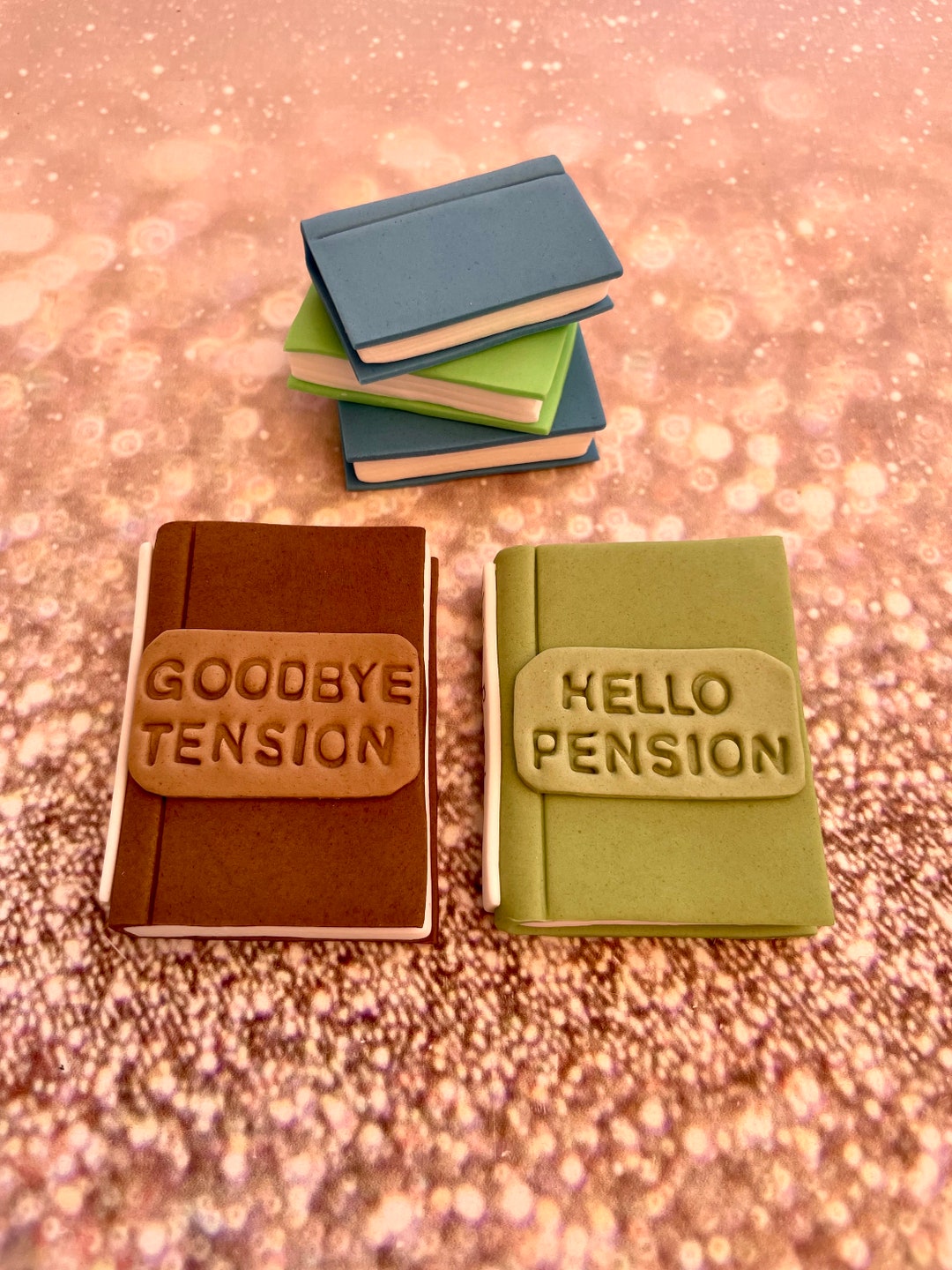 Retirement Gift, Retiring Books, Fondant Cake Topper, Cupcake Toppers ...