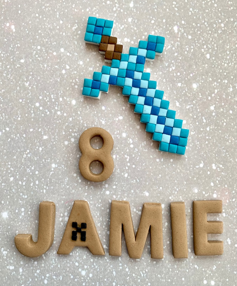 Squares Inspired Minecraft Themed Edible Cake Topper Diamond - Etsy