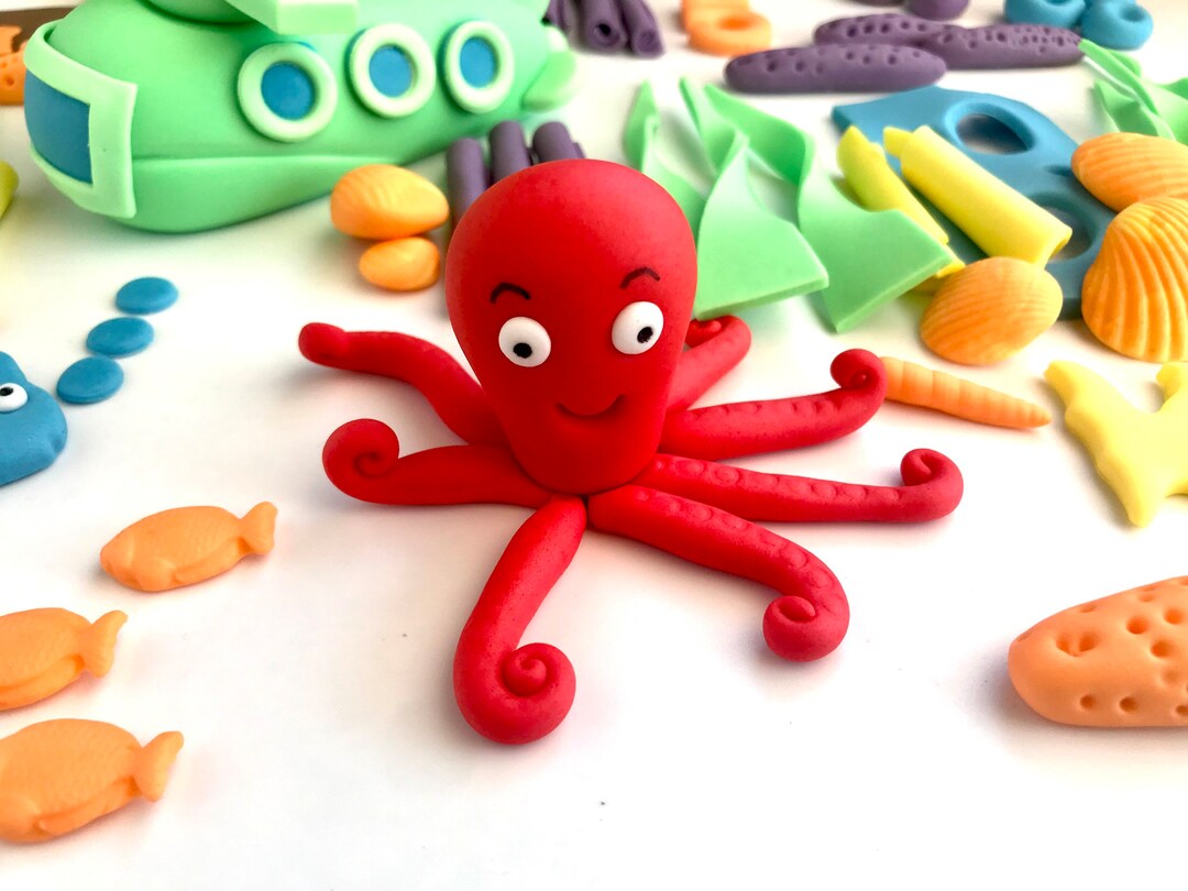 Under the Sea Submarine Octopus Cake Topper Fondant Birthday, Octonauts ...