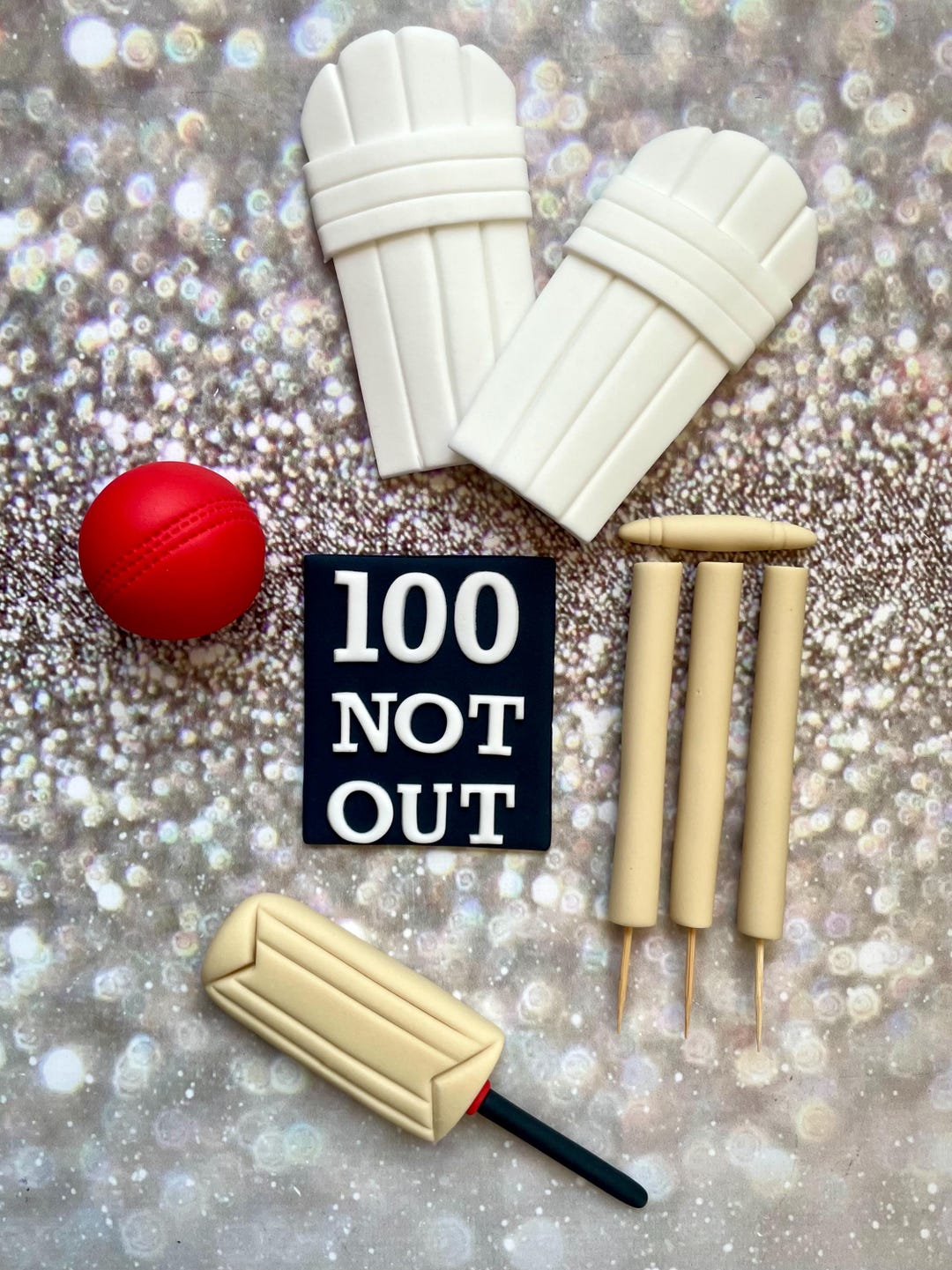 Cricket Cake Topper Edible Fondant Decoration Sports Bat Ball Wickets ...