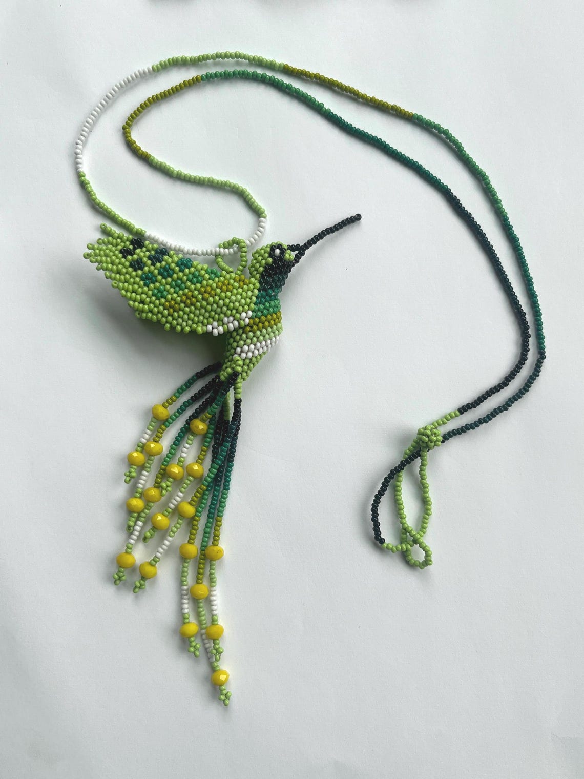 Artisan Indigenous Necklace Green Hummingbird - Etsy