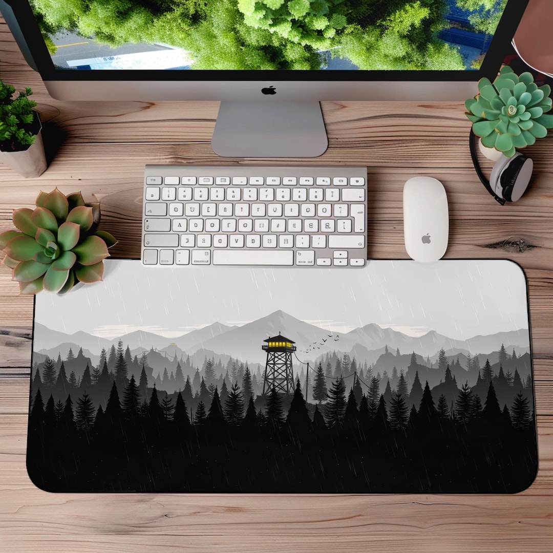 Firewatch Desk Mat - XL Gaming Mouse Pad - Scenic Forest Desk Decor for ...
