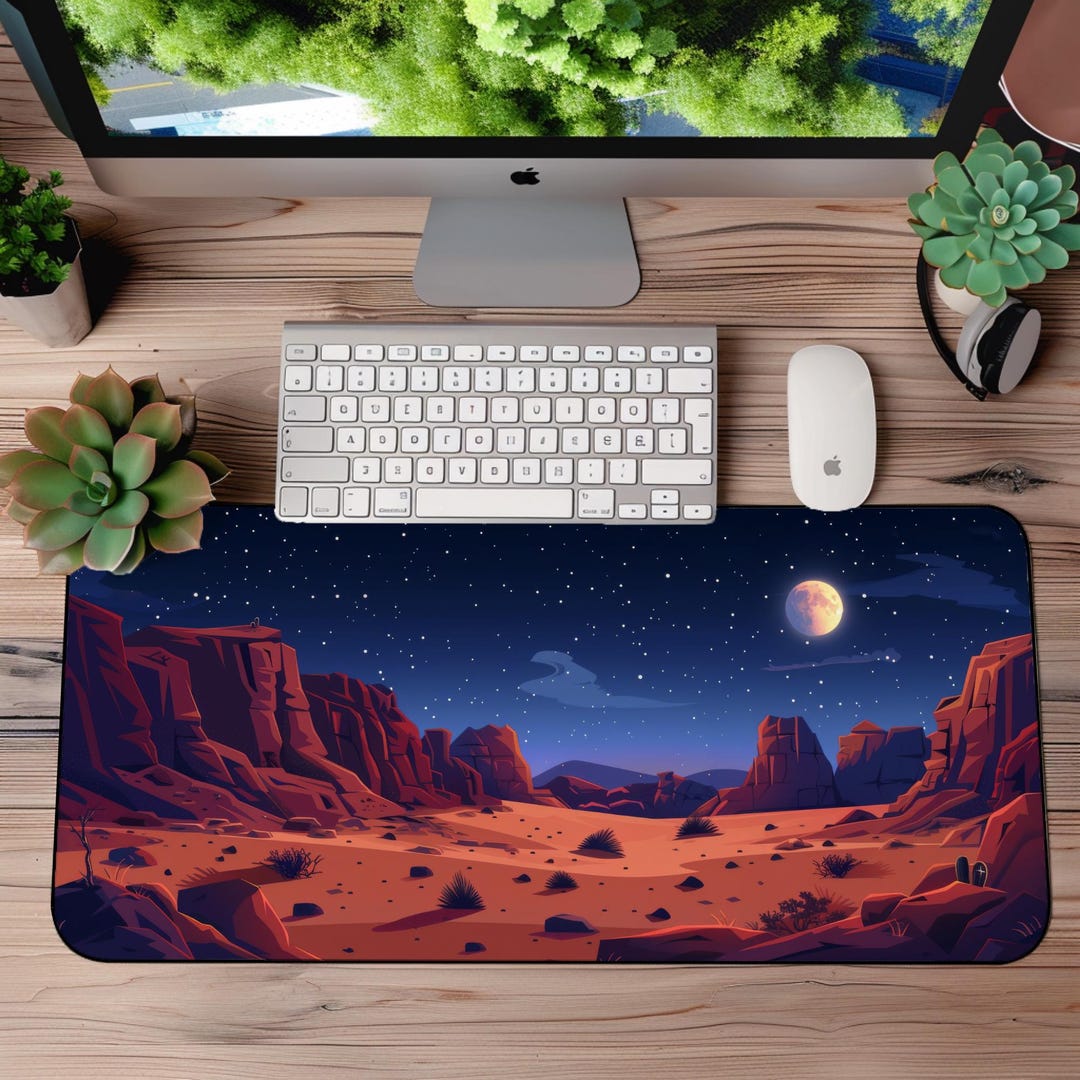 Cartoon Desert View Desk Mat - XL Gaming and Office Mousepad - Non-slip ...