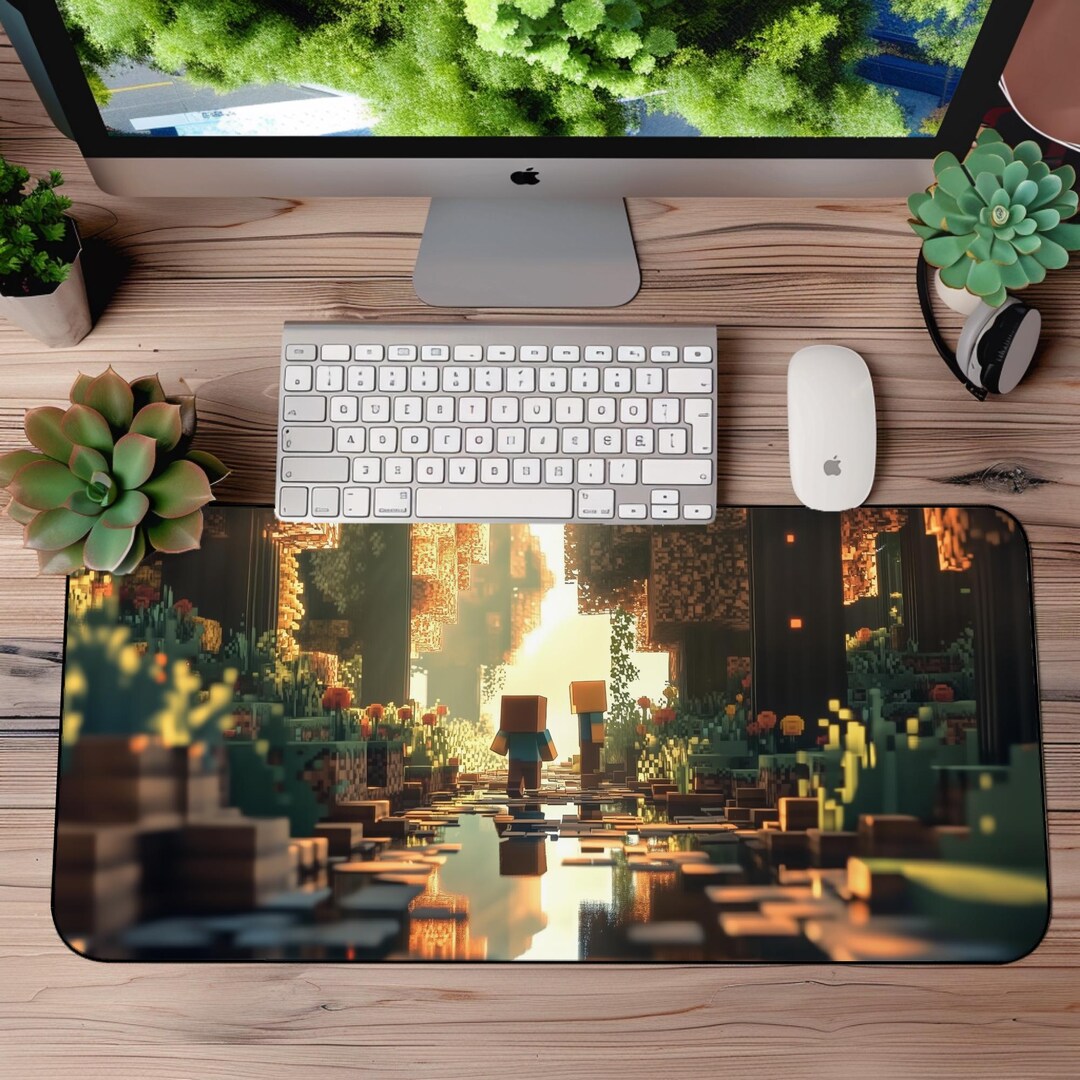 Minecraft Desk Mat - XL Gaming Mouse Pad - Blocky Adventure Desk Decor ...