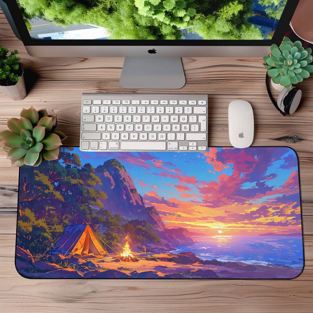 Anime Camping Desk Mat: Cozy Campfire XL Mousepad - Etsy