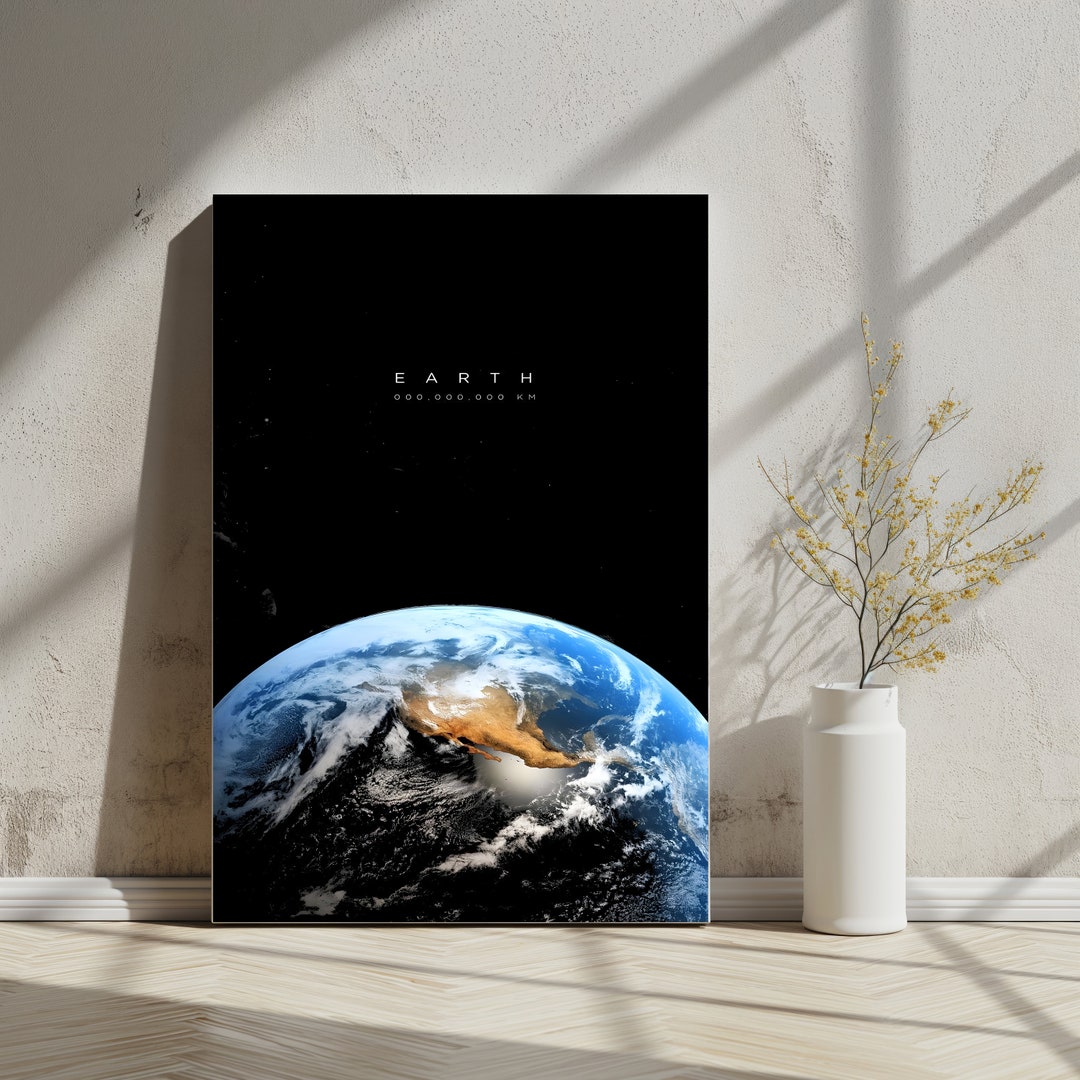 Earth Poster Art Print, Planet Earth Wall Decor, Nature Artwork, Globe ...