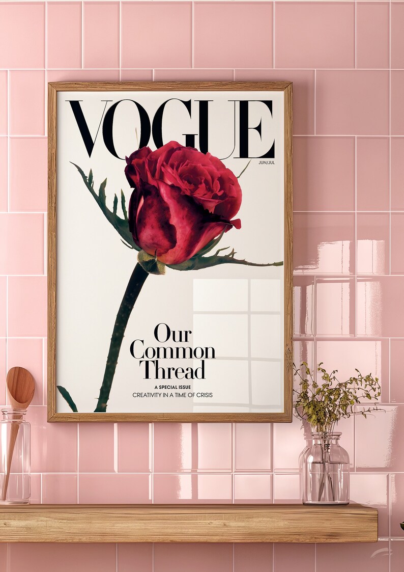 Vogue Fashion Poster,vintage Rose SVG Poster,retro Magazine Wall Art ...