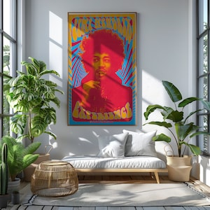 Jimi Hendrix Poster, Vintage Jimi Hendrix Art Print, Classic Rock ...