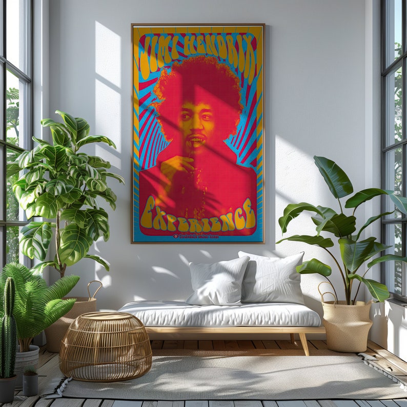 Jimi Hendrix Poster, Vintage Jimi Hendrix Art Print, Classic Rock ...