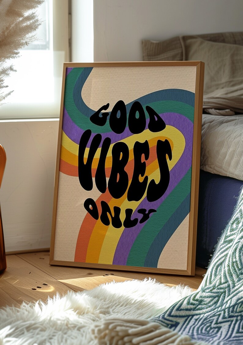 Good Vibes Poster, Positive Vibes Wall Art, Motivational Quote Print ...