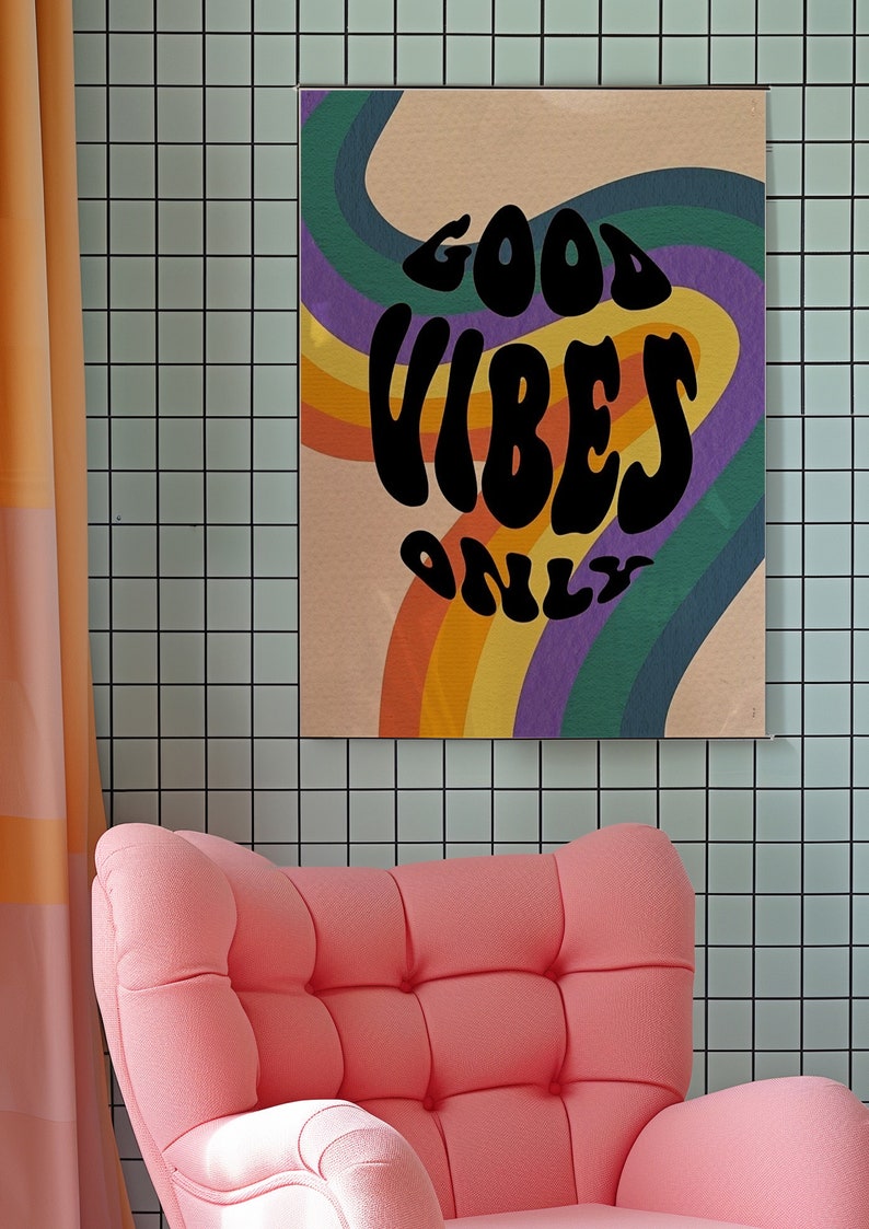 Good Vibes Poster, Positive Vibes Wall Art, Motivational Quote Print ...
