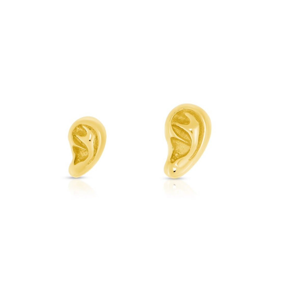 14k Solid Gold Ear Stud: 25g Threadless & 14/16g Threaded Pins - Etsy