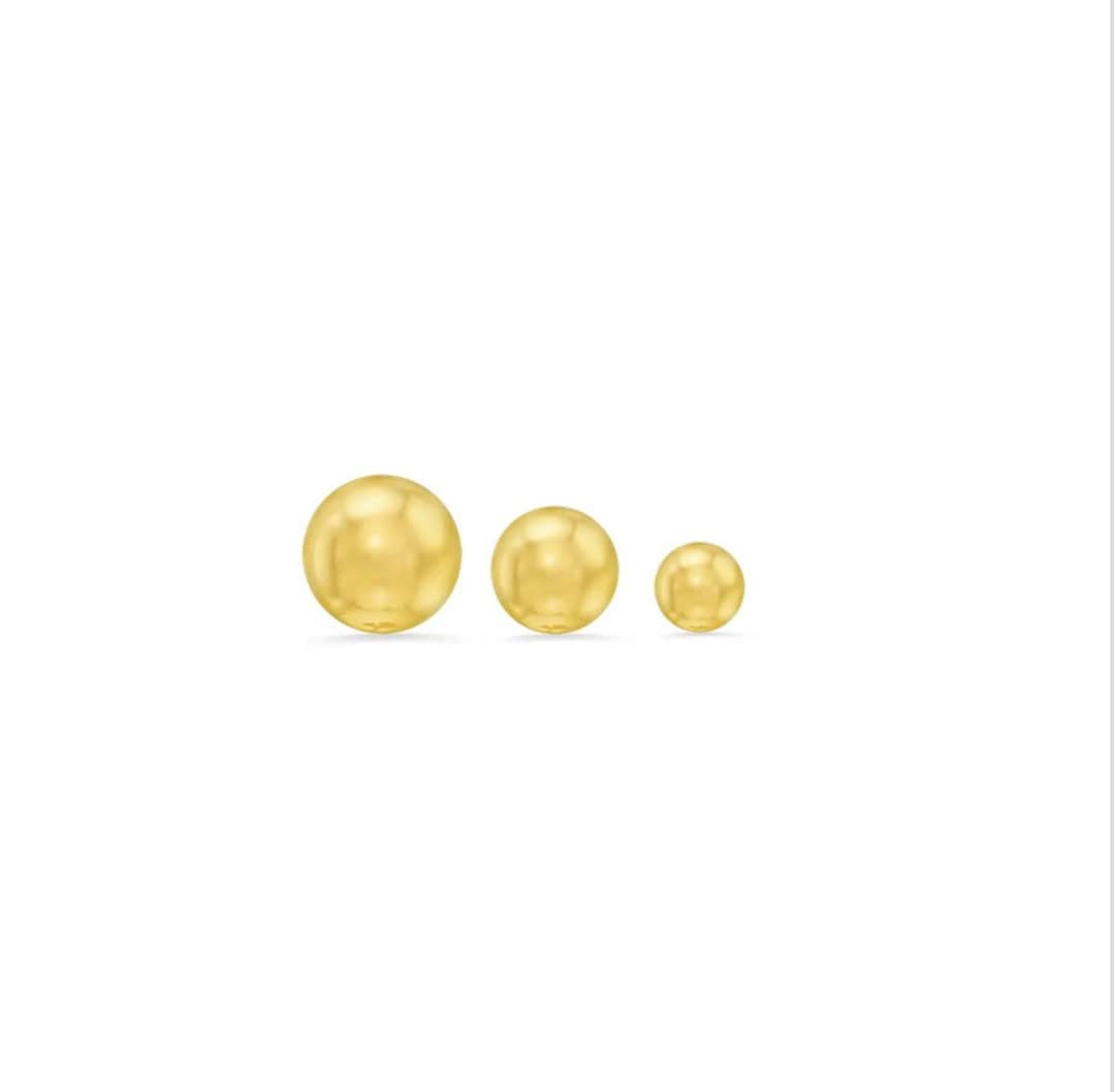 14k Yellow, Rose, White, Solid Gold, "dome" Stud, Body Jewelry 25g ...